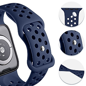 Getino Sport Bands Compatible with Apple Watch Band 40mm 41mm 38mm for Women Men, Cute Stylish Soft Slicone Sport Strap for iWatch SE Series 9 8 7 6 5 4 3 2 1, 4 Pack, Black/White/Dark Blue/Gray