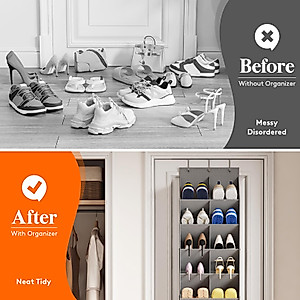 Lifewit Over the Door Shoe Organizers, 1 Pack Hanging Shoe Rack with 11 Pockets, 5 Layers Shoe Holder for Closet Door Storage Includes Boots, Toys, Water Bottles, Daily Necessities, Grey