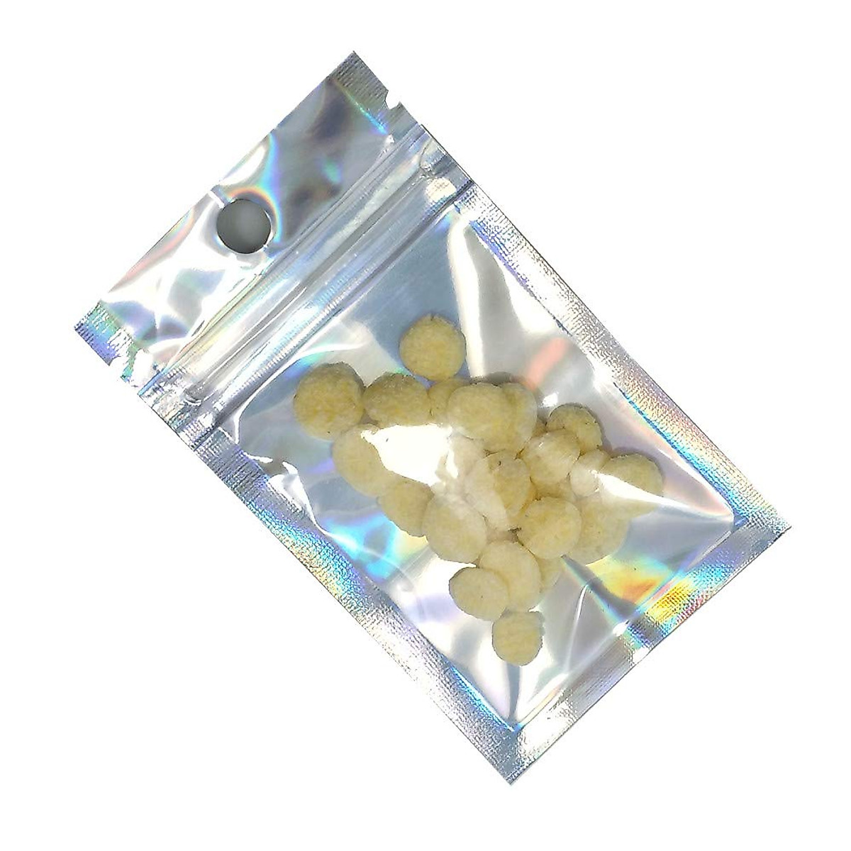 FERENLI 100Pieces Silver Aluminum Foil Zipper Packaging Bags with Tear Notch Reusable Food Coffee Storage for Zip Mylar Bags Lock 10x15cm (3.9x5.9 inch)