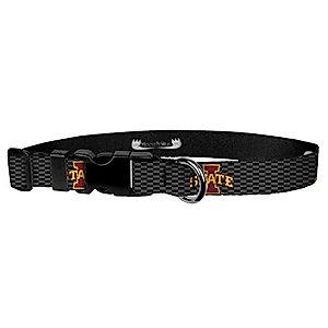 Dog Collar – Iowa State University Adjustable Pet Collars, Made in The USA – Carbon Fiber, 1 inch Large