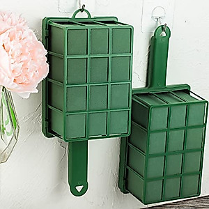 Hahood 2 Pieces Floral Foam Cage with Floral Foam Flower Arrangement Foam Cage with Handle Rectangle Flower Foam Cage Holder for Fresh Flowers, Home Party Decoration, 11.8 x 4.9 x 3.1 Inches