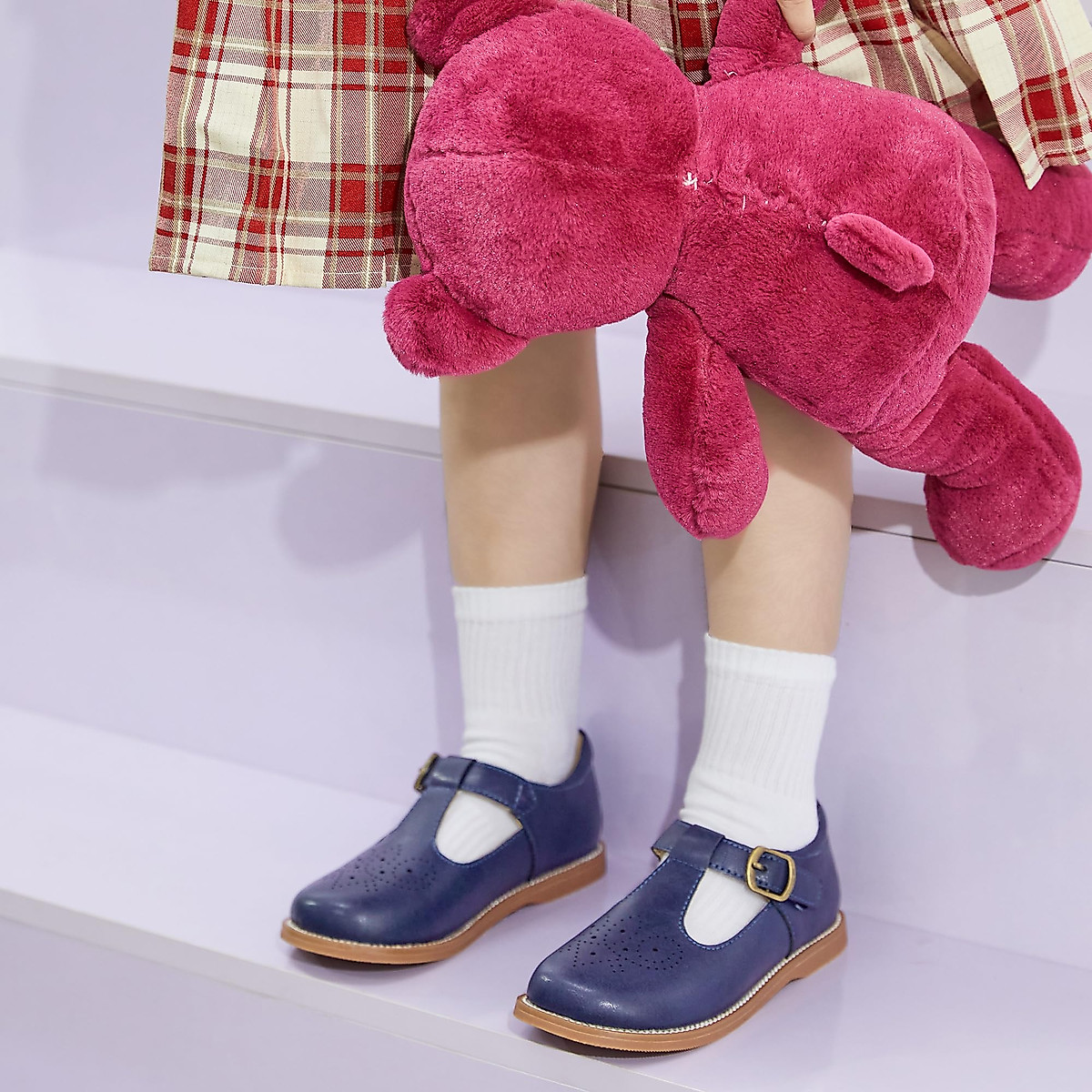 Otter MOMO Todder Little Girls Blue Oxford Shoes Mary Jane T-Strap Size 2 School Uniform Party Dress Flat Shoes