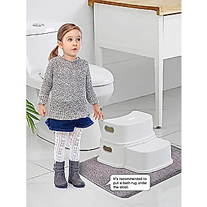 Glamore 2 Step Stool for Kids, Toddler Step Stool, Kids Step Stool for Bathroom Sink, Potty Training, Toilet Stool, Slip Resistant, Dual Height 4.5"- 9.4", Dual Width 5"- 6", White 1 Pack