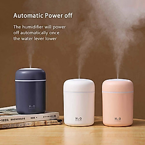 Cool Mist Humidifier, 300ml Mini Portable Humidifier with Multicolor LED Night Light, 2 Mist Mode and Auto Shut-Off, Personal Desktop Humidifier for Home Office Nursery, Super Quiet