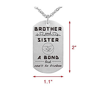 MXRSDF Brother and Sister Necklace Gifts, Big Bro from Lil Sis Dog Tag