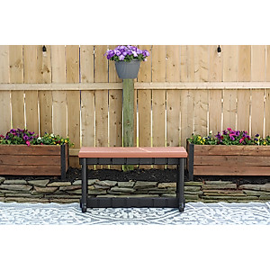Leisure Accents Bench, Redwood Top with Black Sides, 1 Pack - Proudly Made in The USA, Click and Lock Hardware-Free Assembly, Durable and Stylish Outdoor Seating