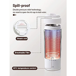 balbali Mini Electric Tea Kettle Temperature Control Stainless Steel - Portable Kettle for Travel Kettle Electric Small, Electric Thermos for Boiling Water - Hot Water Boiler/Maker/Heater - 0.4L Portable Electric Kettle