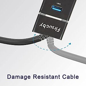 USB Hub 3.0 Flrsucby 4 Port USB 3.0 Hub with 1ft USB Splitter Cable Multi USB Port Expander, USB Hub for Laptop, PC, Mac, Printer, Mobile HDD, USB Flash Drive, School or Business Computer Accessories