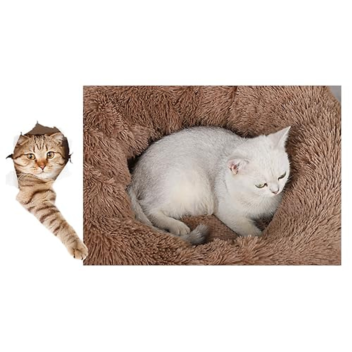 Dog Donut Bed Dog Bed Small Friday Black Deals Today Calming Donut Dog Bed Cozy Plush Fluffy Faux Fur Anti-Anxiety Warming Soft Dog Bed Dog Crate Bed Cute Dog Bed(24 in)