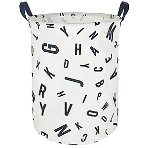 ASKETAM Fabric Laundry Basket Canvas Laundry Hamper for Dirty Clothes Toy Organizer Kid Nursery Room Decor Basket (letter)