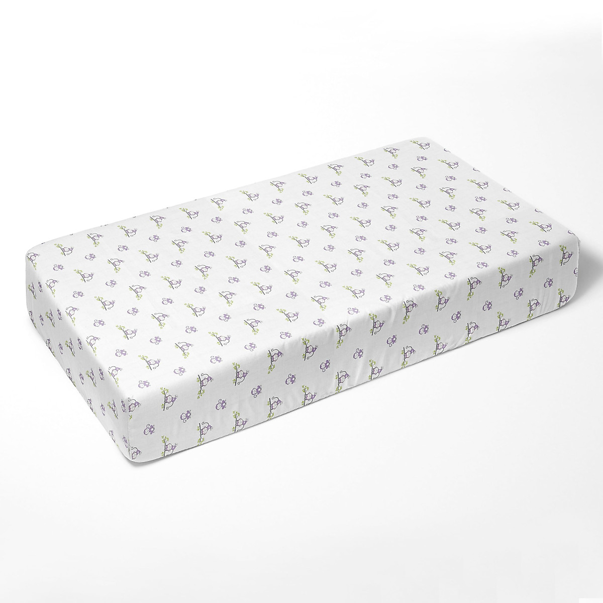 Bacati - Happy Monkeys 2 Pack Essentials Classic Super Soft Breathable 100% Cotton Muslin Baby Crib Fitted Sheets - Fits Standard 28 x 52 x 5 Crib & Toddler Mattresses (Lilac/Grey Girls)