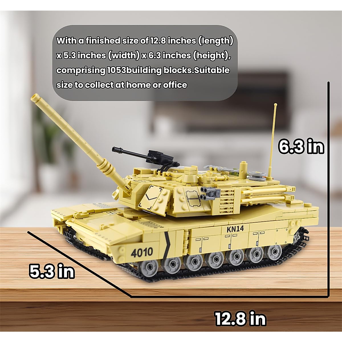 Gonli Military Building Toys for Kids 1053 Pieces US Army M1A2 Main Battle Tank Building Blocks Bricks WW2 Army Tank Model Kits