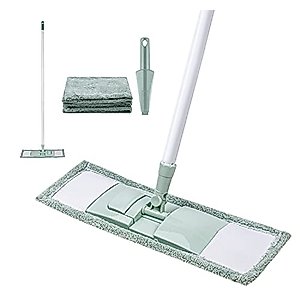 DSV Standard Professional Microfiber Floor Mop with 3 Washable Mop Pads and 1 Dirt Removal Scrubber | 360° Rotation Mop Head 16.8" | Ideal for Hardwood, Laminate, Tile & For Home/Office Floor Cleaning