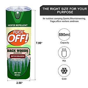 Fuck Off Back woods Insulated Skinny Tumblers Cup Coffee Mug with Lid Funny Gift 20oz - Reusable Stainless Steel Water Bottle for Hot & Cold Drinks Tea Cup Iced Coffee Travel Mug Fake Nozzle