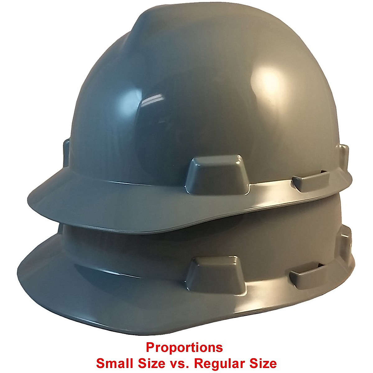 MSA V Small Size Cap Style Hard Hats w/FasTrac III Suspensions and Handy Tote Bag - Gray