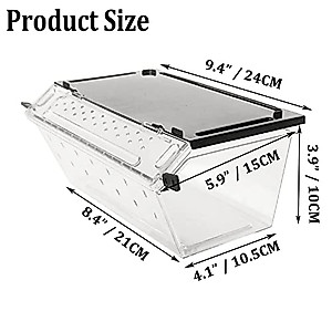 PINVNBY Reptile Feeding Box Transparent Snake Breeding Box Plastic Lizard Hatching Container Portable Gecko Habitat for Spiders Scorpions Frogs Tarantulas Turtles Hideout 9.4×4.1×3.9  