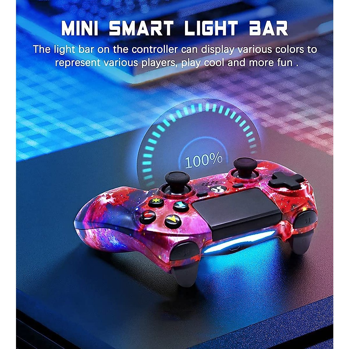 Wireless Controller for PS4, Controller for Sony PlayStation 4, Double Shock 6-Axis Motion Sensor, Sensitive Touch Pad, Built-in Speaker & Stereo Headphone Jack, Compatible with PlayStation 4/Pro/Slim
