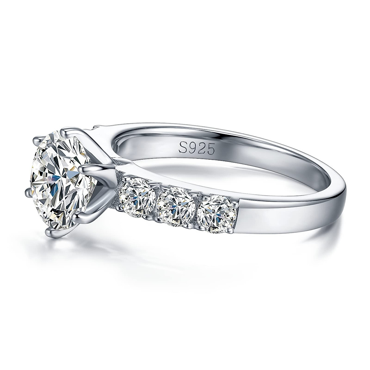 Atylyk Total 3.2cttw Center 2CT Moissanite Engagement Ring Wedding Promise Gold-plating Sterling Silver Rings for Women,Size 6.5