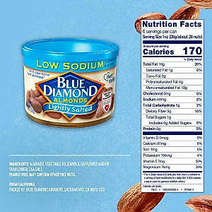 Blue Diamond Almonds, Lightly Salted, Low Sodium, 6 Ounce