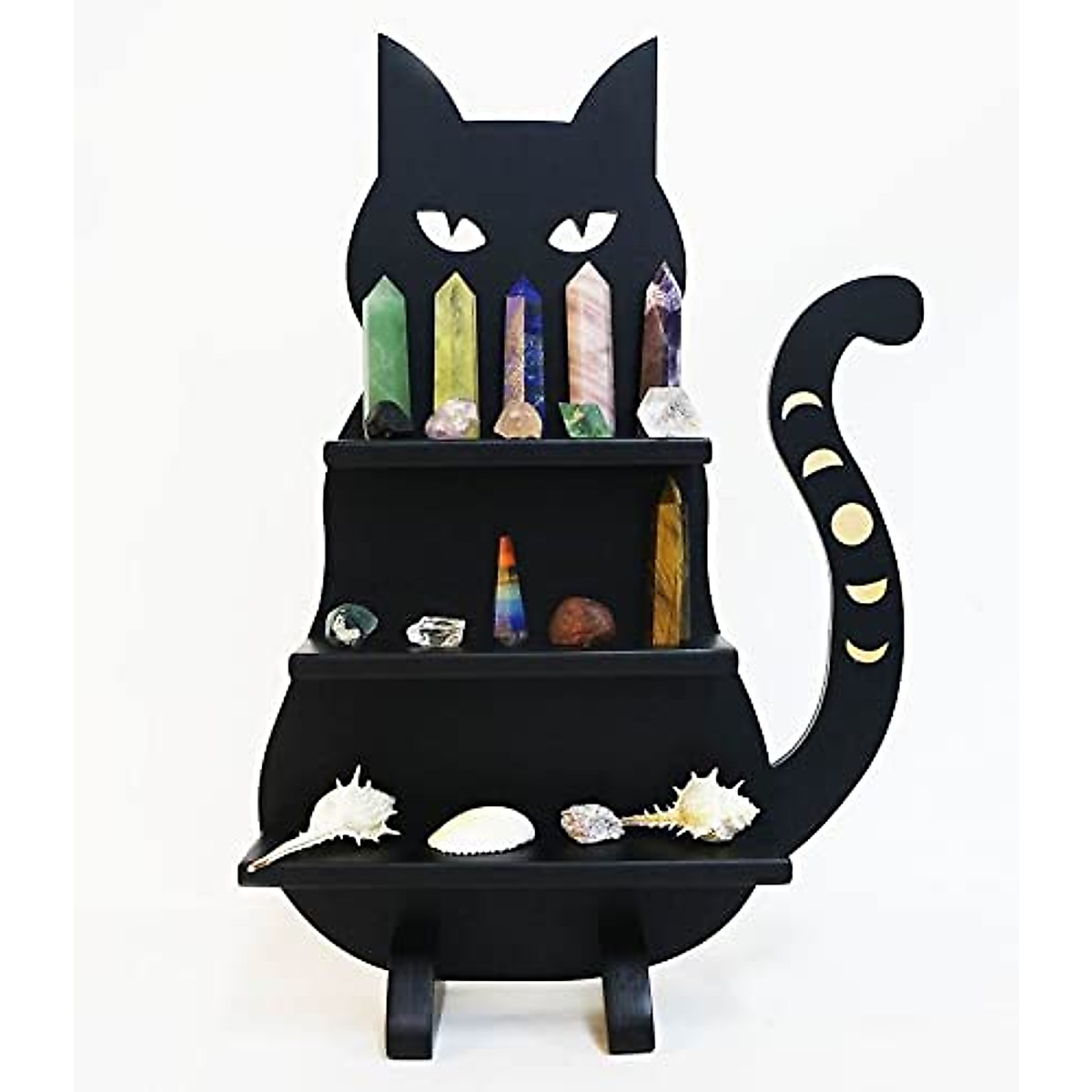 FF&YY Cute Black Cat Wall Shelf,Crystal Moon Shelf Decorative for Living Room,Dinning Room,Bed Room,Bath Room,Kids Room(Patent No.VA0002292241)