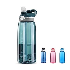 DEARART 32oz Dark Cyan Water Bottles With Narrow Straw, BPA FREE and Hidden Cup Mouth, Summer Clear Bottle With Handle, Suit Office Sports Work Gym Yoga Traveling etc.
