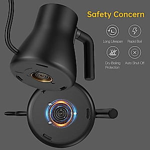 Seoukin Beige White Electric Gooseneck Kettle with 7 Variable Presets, Best Gift For Pour Over Coffee Kettle&Electric Tea Pot, 100% Stainless Steel Water Boiler With Temperature Control, Beige White