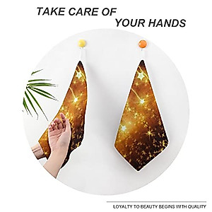 Lurnise Hand Towel Stars Shine Pattern Hand Towels Dish Towel Lanyard Design for Bathroom Kitchen Sports