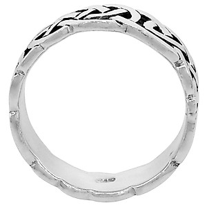 Sterling Silver Celtic Knot Ring Wedding Band Thumb Ring 1/4 inch wide size 9.5