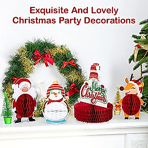 Mocoosy 12 Pack Christmas Party Honeycomb Centerpieces for Xmas Table Decorations, Christmas Center Pieces Table Topper Signs with Gnome Santa Holidays Centerpieces for Christmas Party Supplies Decor