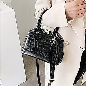 U Scinan Patent Leather Top Handle Tote Bag Mini Zip Around Dome Shoulder Bag Shell Shape Cross Body Handbag Purse Satchel