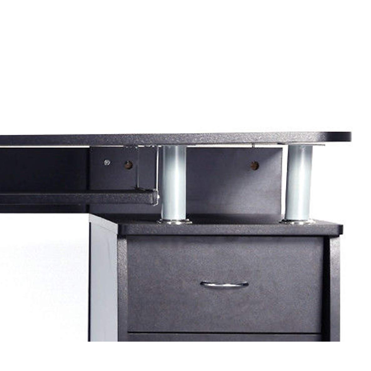 MamiTeam Desk Computer Table Home Office Workstation Laptop Pc Study Furniture Wood Corner Gaming Student Writing Glass New w/Drawer Home Office (Black)