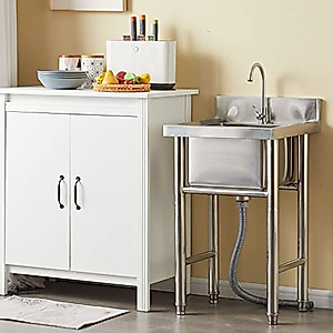 Handmade Sink 304 Stainless Steel Kitchen Sink Hand Made 1 Compartment Capacity Huge Tub Sink for Farmhouse Cafe Shop