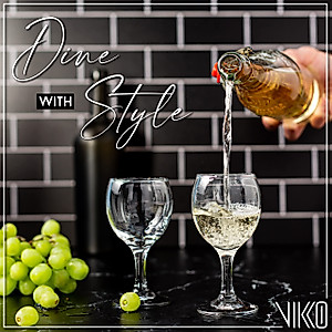 Vikko 5.5-Oz SMALL Wine Glasses, Beautiful Round Dessert Wine Glasses, Set of Wine Glasses, Durable Stemmed Wine Glasses, Dishwasher Safe Thick Wine Glasses, White Wine Glasses Set of 6
