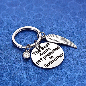 Godmother Keychain Gift Baptism Jewelry Godmother Birthday Christen Gift The Best Aunts Get Promoted to Godmother Silver