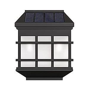 Flash Furniture DN-SL108-6-BK-GG 6 Pack Wall Mount LED Weather Resistant Decorative Powered Deck and Fencing Solar Lights, Black