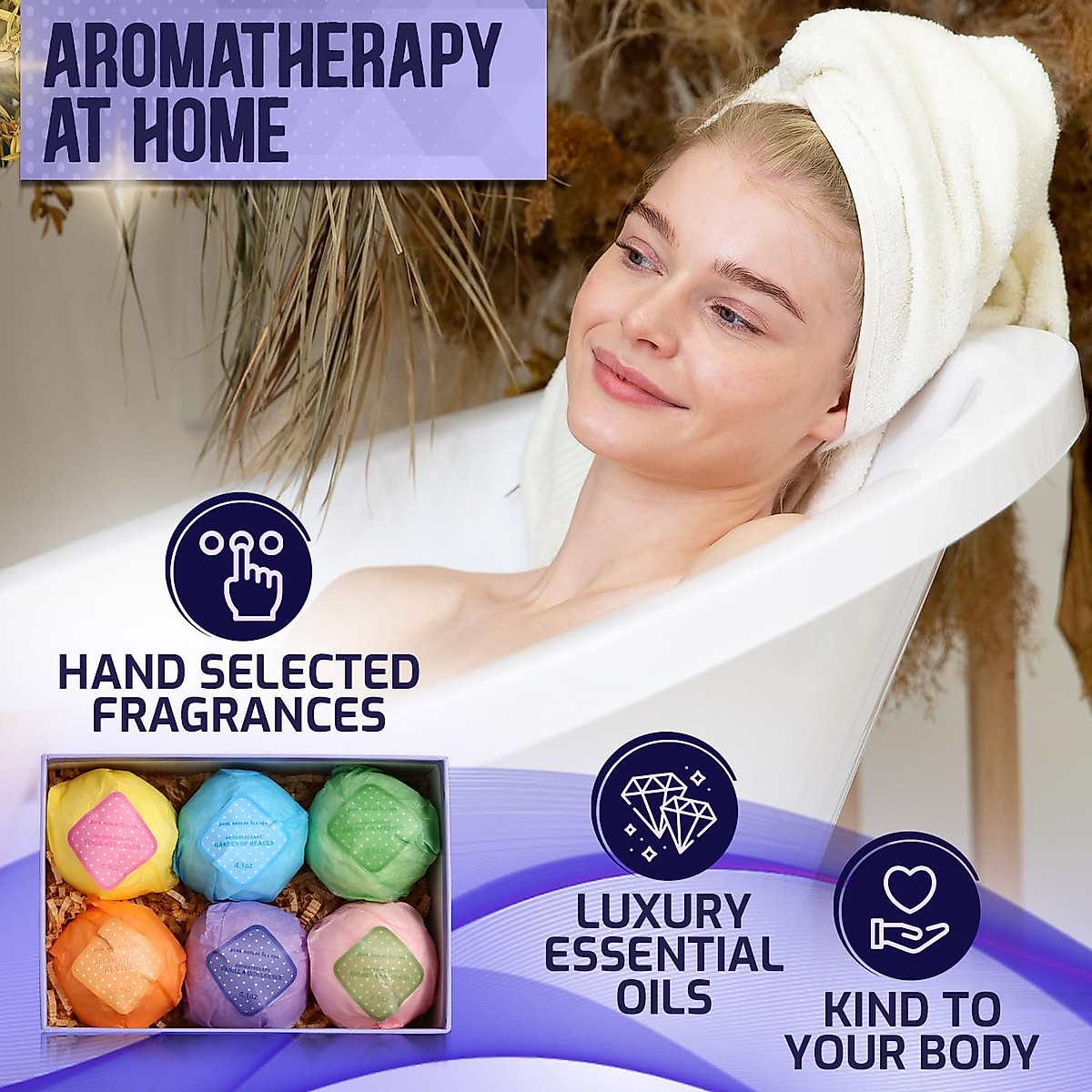 Bath Bombs Gift Set - The Best Ultra Bubble Fizzies with Natural Dead Sea Salt Cocoa and Shea Essential Oils, 6 x 4.1 oz, The Best Birthday Gift Idea for Her/Him, Wife, Girlfriend, Women