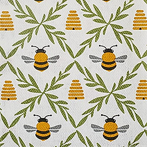 Design Imports DII Little Bees Bee Themed Dish Towels, Set of 3 Yellow Black White Green