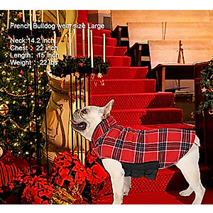 Sychien Dog Plaid Winter Reflective Large Coat,Windproof Waterproof Cold Weather Thunder Anxiety Calming Jacket,Coats for Boy Girl Puppy Dogs,Christmas Red XL