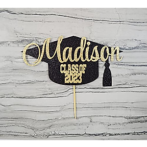 Personalized 2023 Graduation Cap Glitter Paper Party Cake Topper