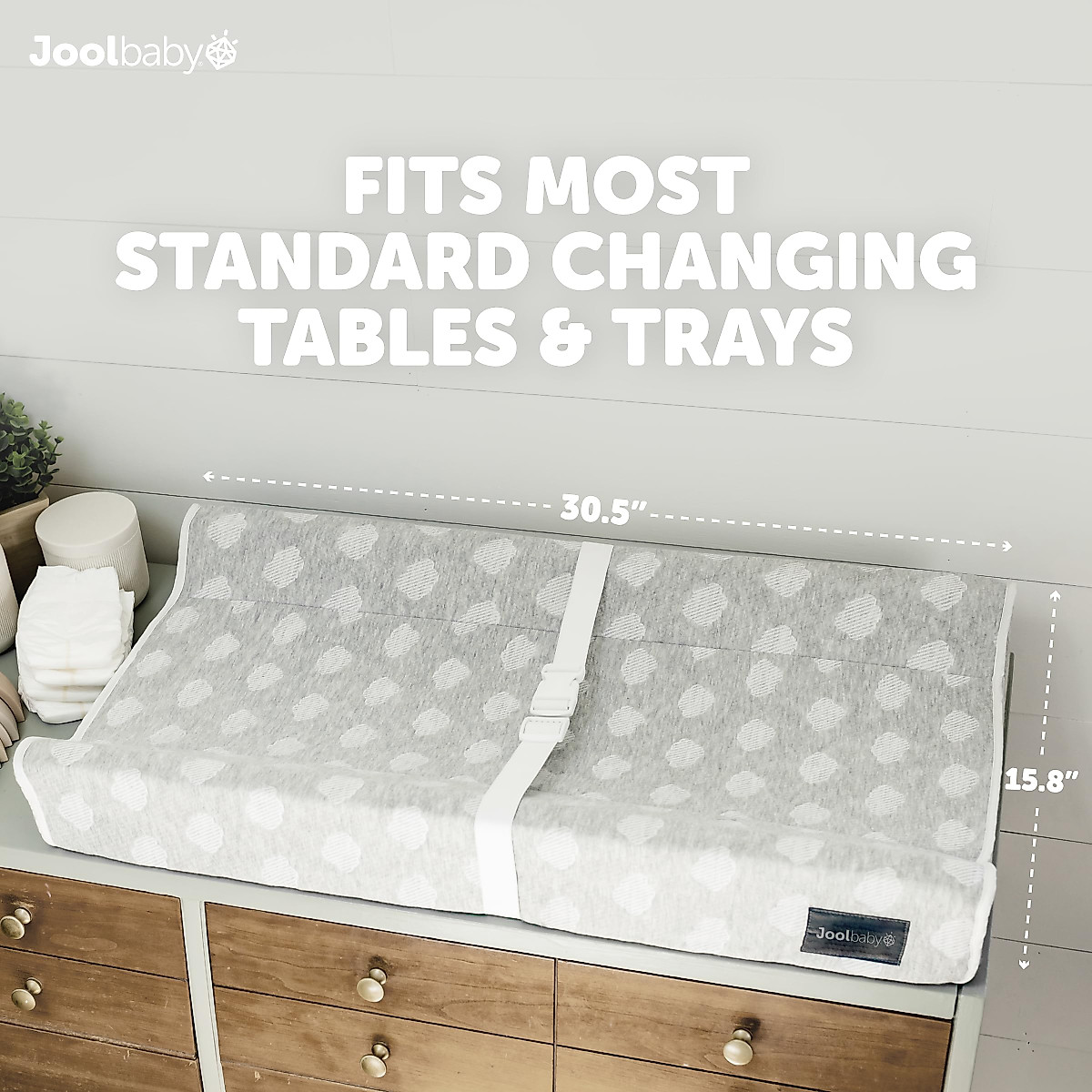 Contoured Changing Pad - Waterproof & Non-Slip, Includes a Cozy, Breathable, & Washable Cover - Jool Baby