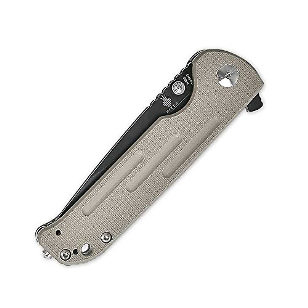 Kizer Justice, EDC Folding Knife Black N690 Blade and Desert G10 Handle with Clip pocket knives for men -V4543N2