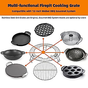 WINTRON Firepit Cooking Grate, 19.5" Stainless Steel Grill Grate for Solo Stove Bonfire Smokelss Firepit, BBQ Gourmet Sear System for Outdoor Camp Fire, Fire-Pit Accessory