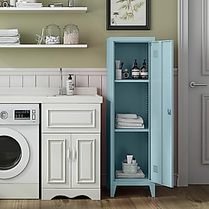 MIOCASA Metal Cabinet Home Office Storage Cabinets with Doors and Shelves Lockable 3 Door File Cabinet Organizer Coat Lockers for Kids (Blue)