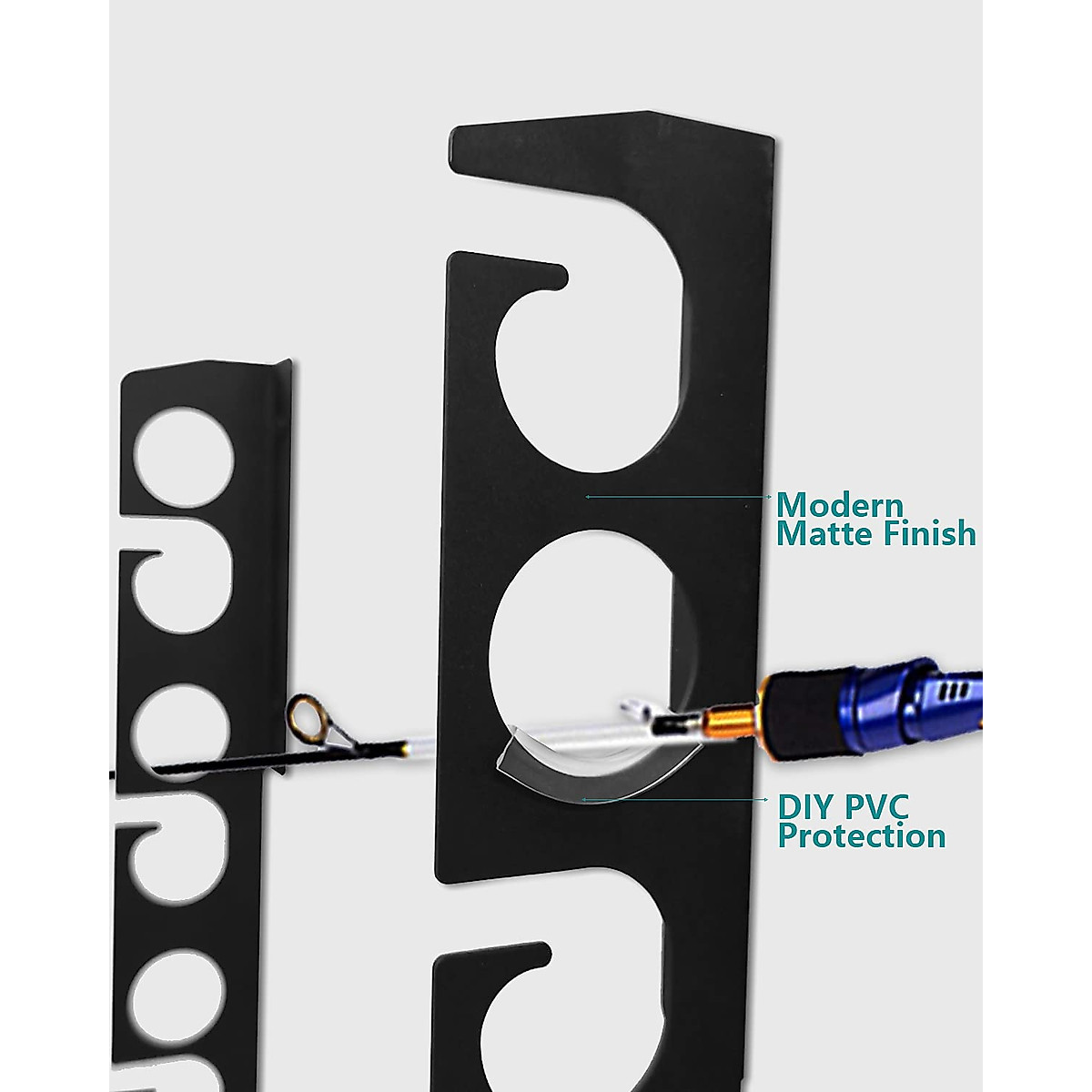 WIPHANY Pvc,Rubber,Steel Fishing Rod Racks Wall or Ceiling Fishing Rod/Pole Rack Holder Storage Hook Holds up to 12 Fishing Rods Wall Mounted for Garage Cabin and Basement