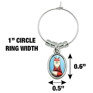 GRAPHICS & MORE Fox on Tree Stump Wine Glass Oval Charm Drink Marker