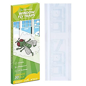 Kensizer 30-Pack Window Fly Traps for Indoors, Fly Paper Sticky Strips, Fly Catcher Clear Windows Trap for Home, House Fly Killer Lady Bug Traps