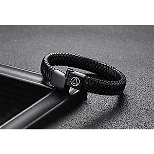 ForeverWill 1 Year AA NA Sobriety Jewelry Gifts for Men Women,Inspirational Magnet Leather Recovery Bracelets,Personalized Narcotics Alchohol Addiction Recovering Friends Family,Customized Black