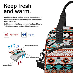 Bardic Aztec Geometric Lunch Bag, Oxford Material, Leakproof and Insulated, 11.8L x 7W x 10.2H