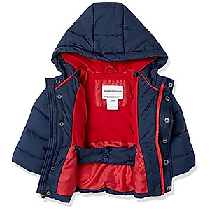 Amazon Essentials Baby Boys' Heavyweight Hooded Puffer Jacket, Navy, 18 Months