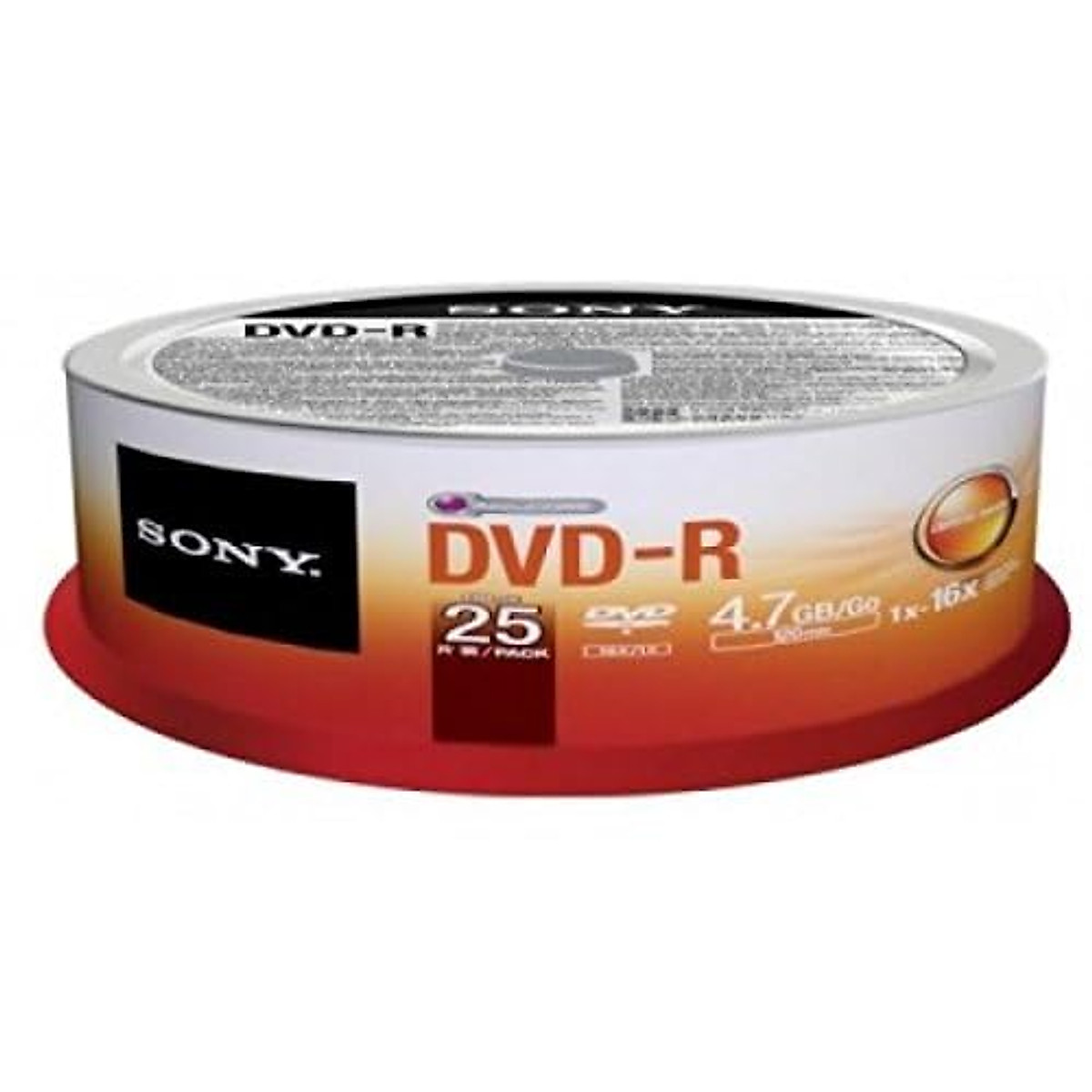 Sony 25DMR47SP 16x DVD-R 4.7GB Recordable DVD Media - 25 Pack Spindle
